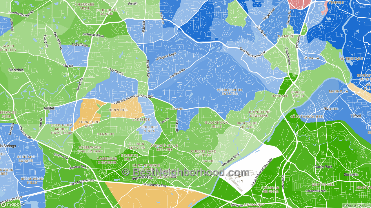Race Map For Mableton GA And Racial Diversity Data
